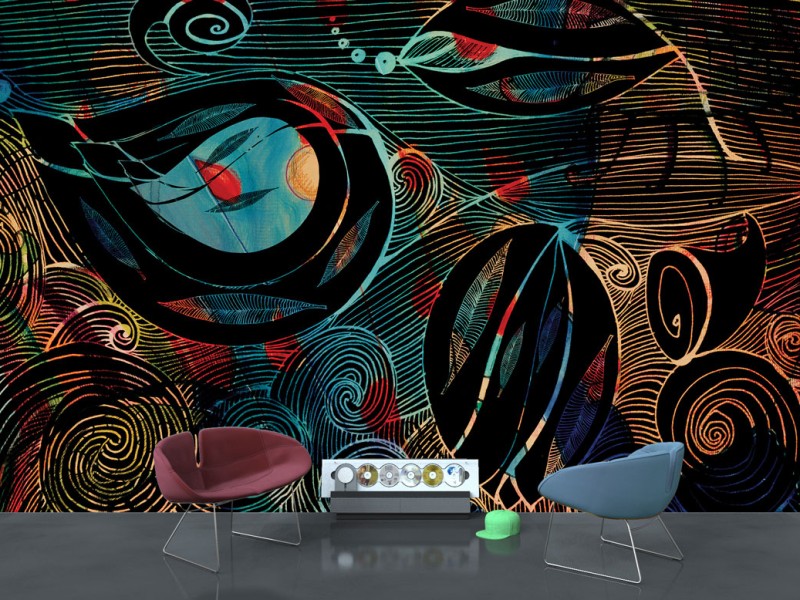 Abstract Black Blue Orange Mural Walls Beyond Express Yourse