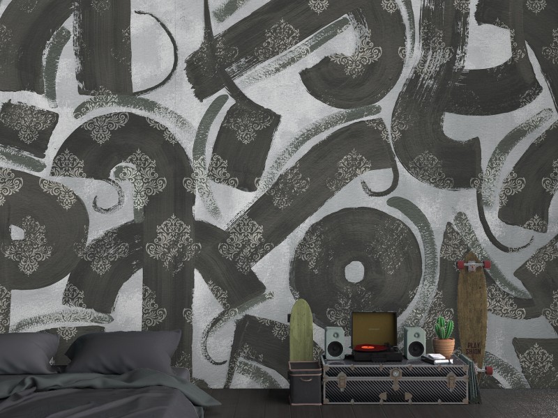 Abstract Black Grey Mural Walls Beyond Skate Park Graphite 1