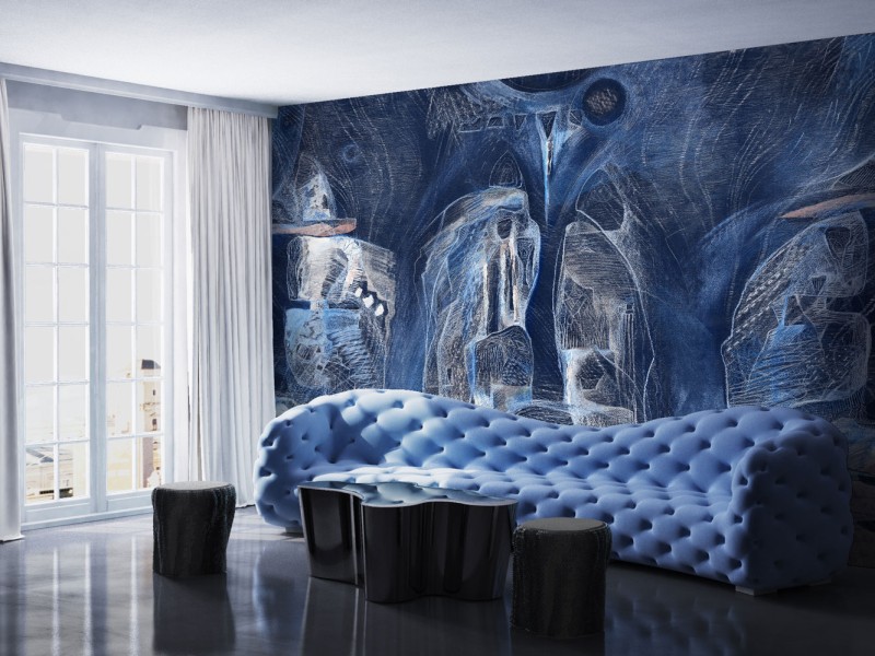 Abstract Blue Mural Walls Beyond 1001 Nights Original Colour