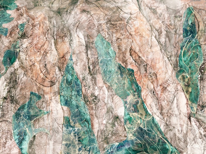 Abstract Green Brown Mural Walls Beyond Monteo Earth Colours