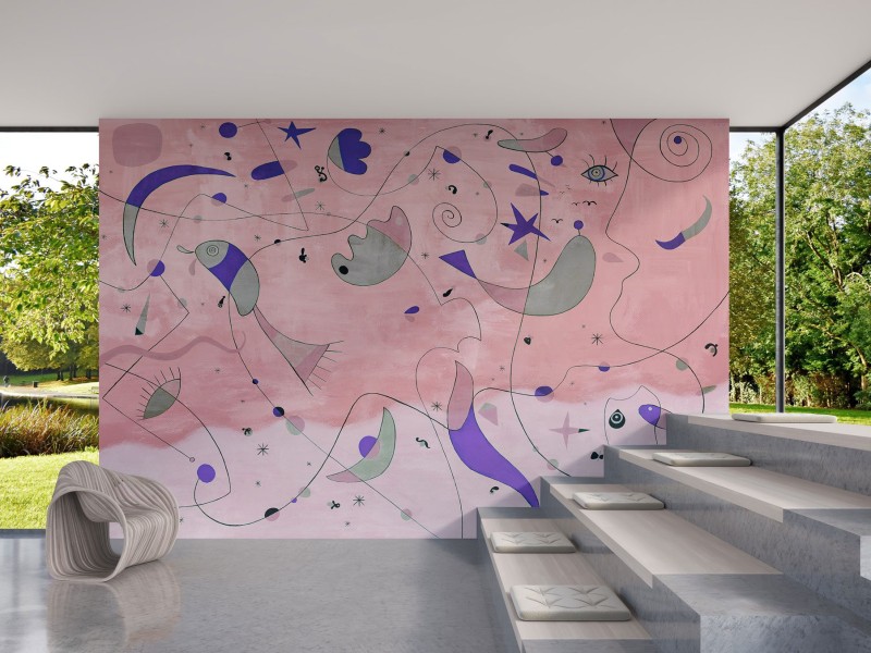 Abstract Pink Mural Walls Beyond Faces Original Colours 1