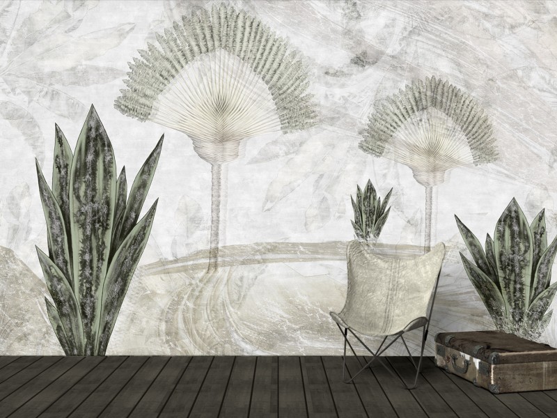 Nature Green Cream Neutral Mural Walls Beyond Jungle Footpri