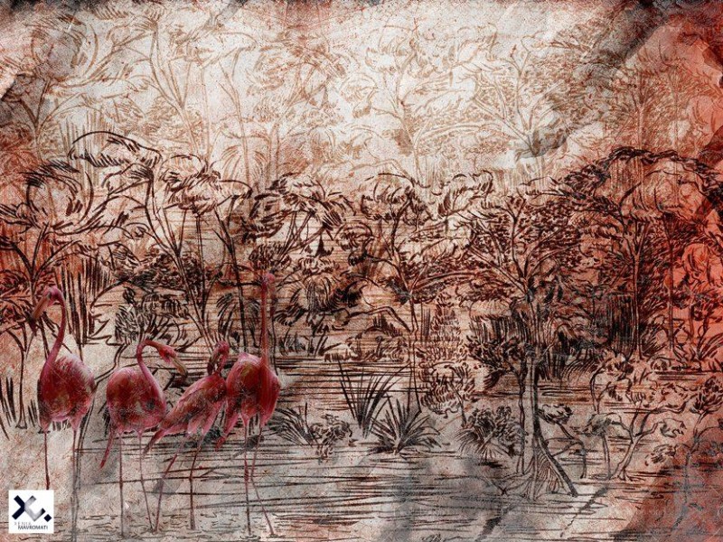 Nature Red Mural Walls Beyond Cozy Home Original 1