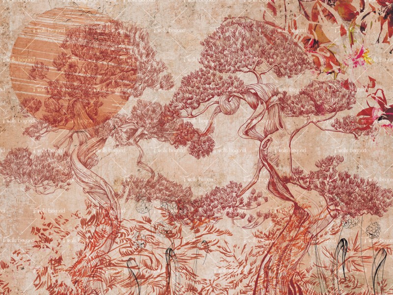 Nature Red Mural Walls Beyond Kenrokuen Original 2