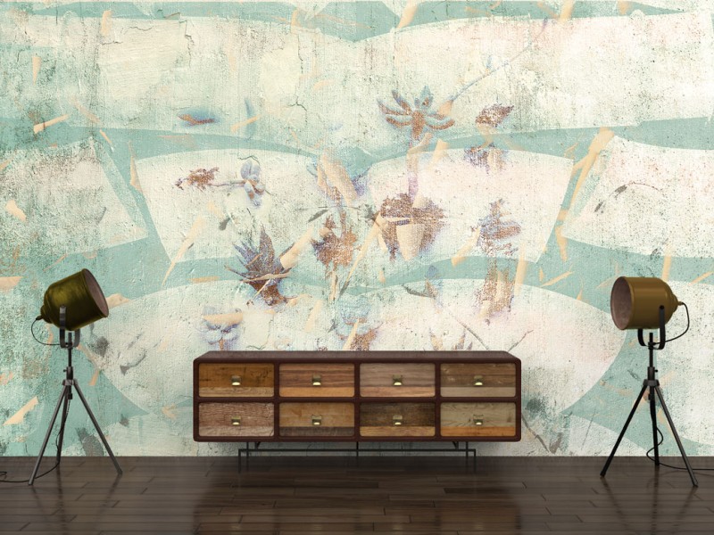 Texture Green Cream Neutral Mural Walls Beyond Turquoise She