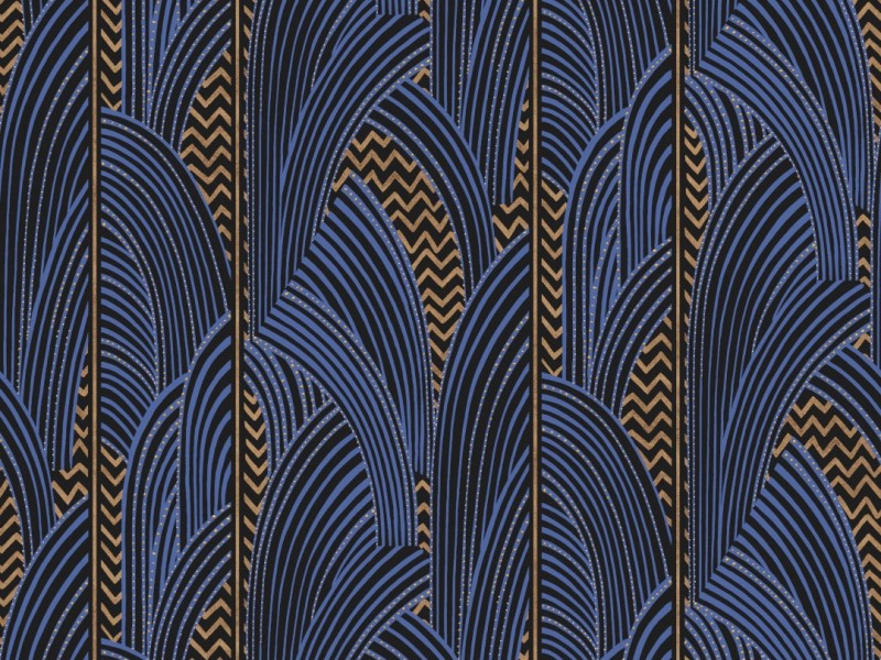 Contemporary Feature Wall Blue Gold Wallpaper Masureel AGA10