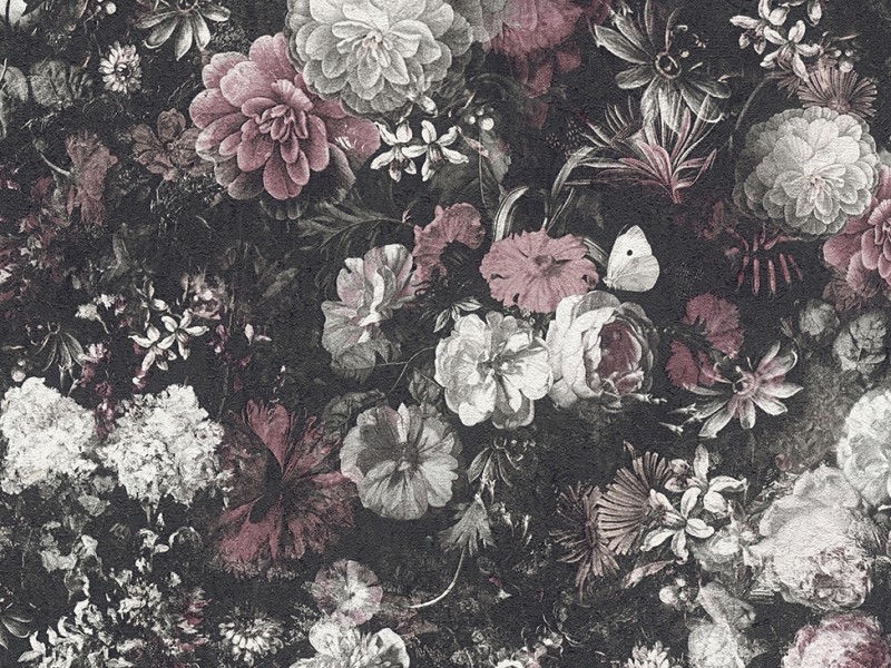 Floral Feature Wall Black Pink White Wallpaper As Creations