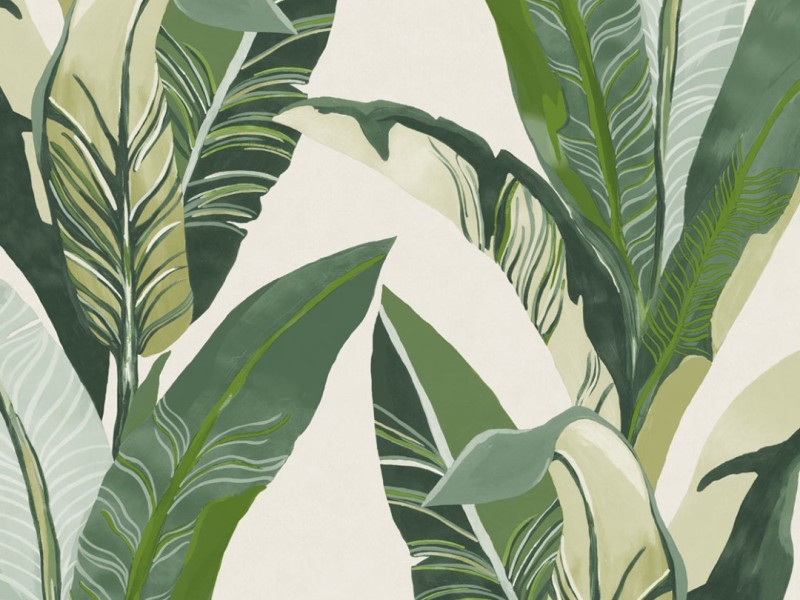 Floral Feature Wall Contemporary Neutral Green Wallpaper Eij