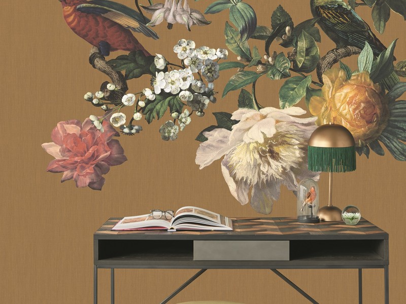 Mural Floral Nature Feature Wall Yellow Green Wallpaper Eijf