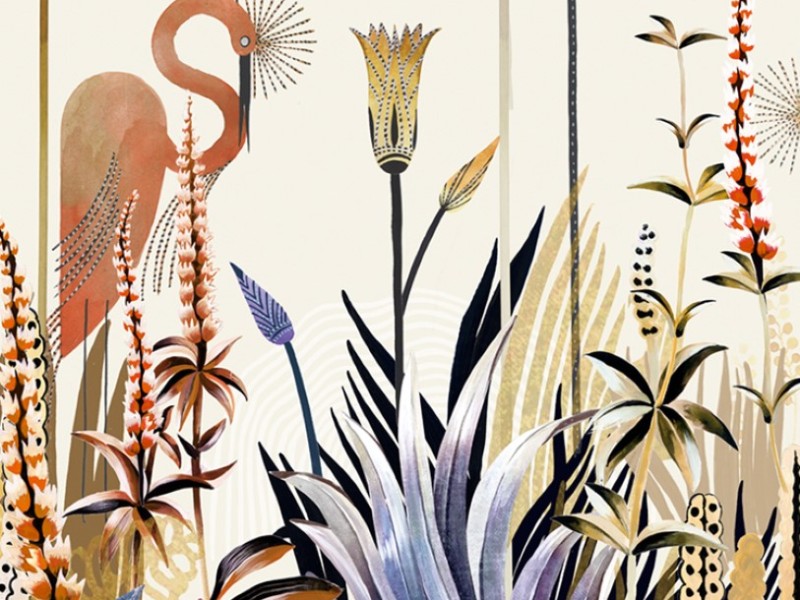 Mural Orange Blue Neutral Wallpaper Masureel DGAGA1022 Agath