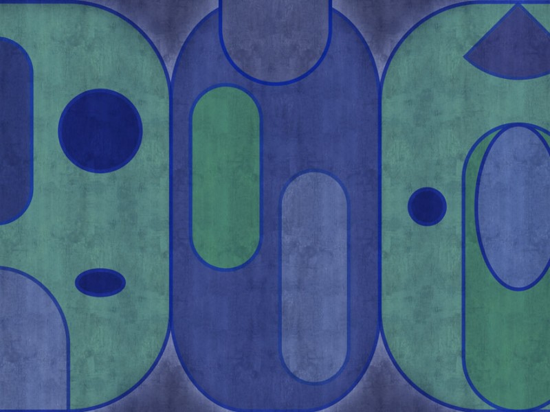 Geometric Blue Green Mural Walls Beyond Shapes Ink Blue 2